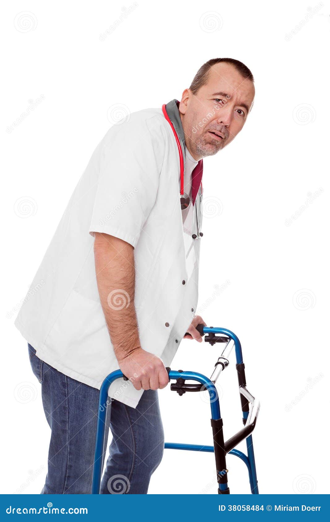 Male Revised Nurse is Limping Stock Photo - Image of white, male: 38058484