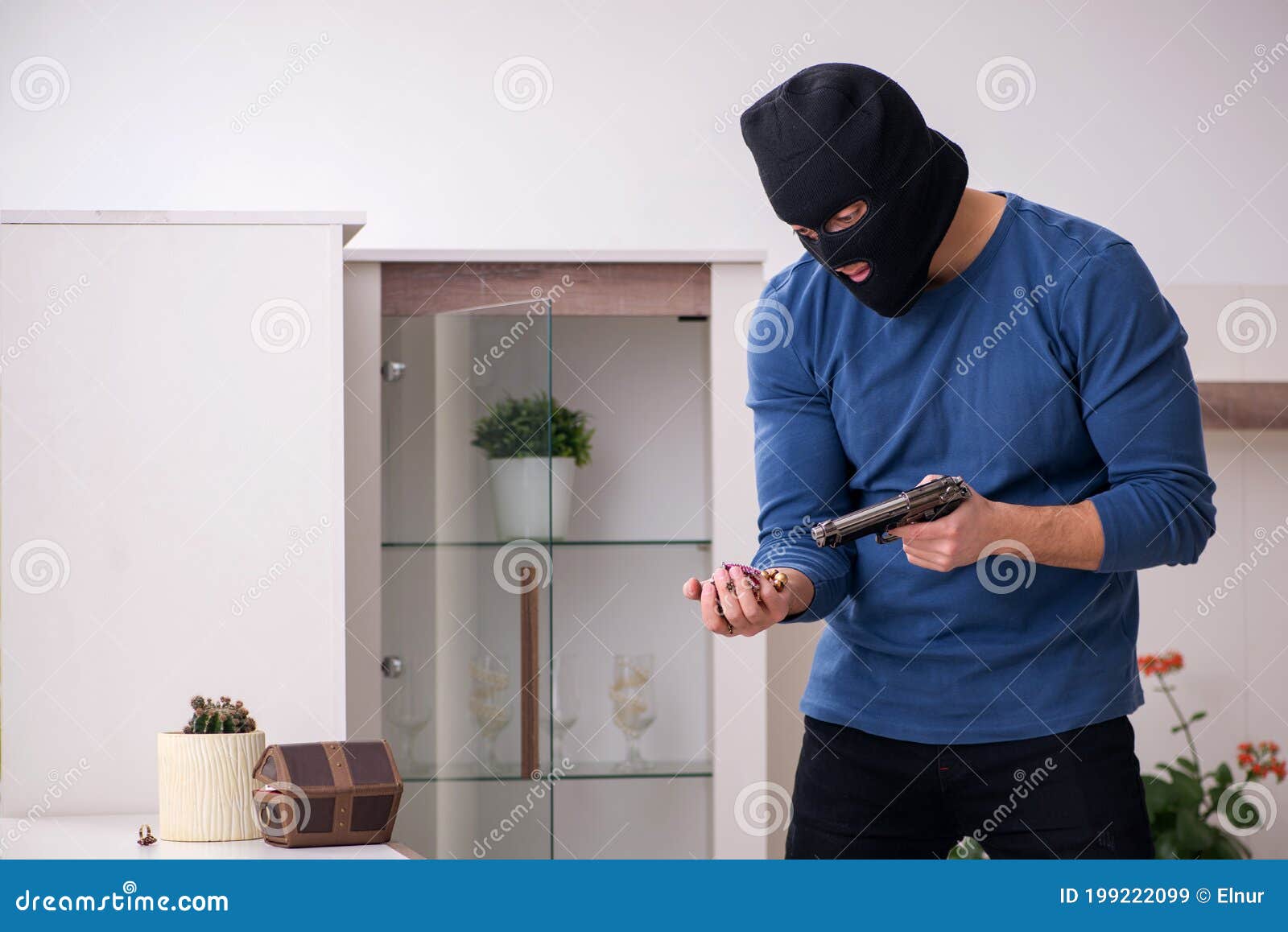 Male Robber Stealing Valuable Things from the House Stock Image - Image ...