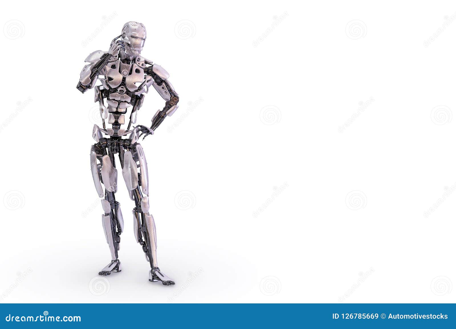 Male Robot, Thinking or Computing. 3D Illustration Stock Illustration ...