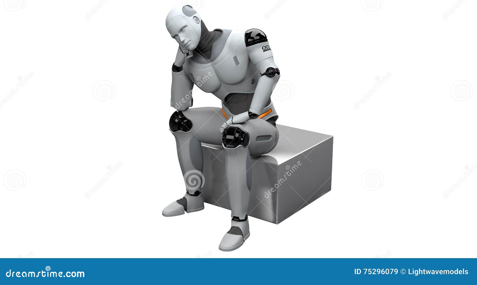 Male robot thinking stock illustration. Illustration of thinking - 75296079
