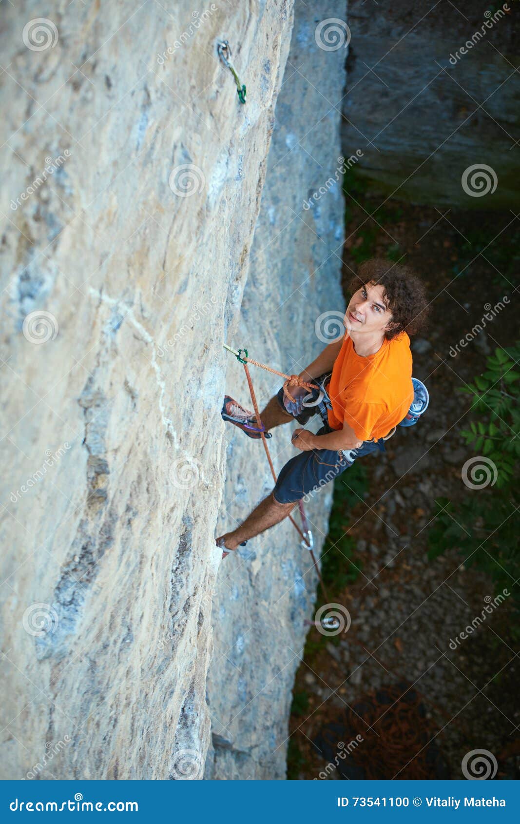 Male Rock Climber on the Cliff Stock Photo - Image of lead, difficulty ...