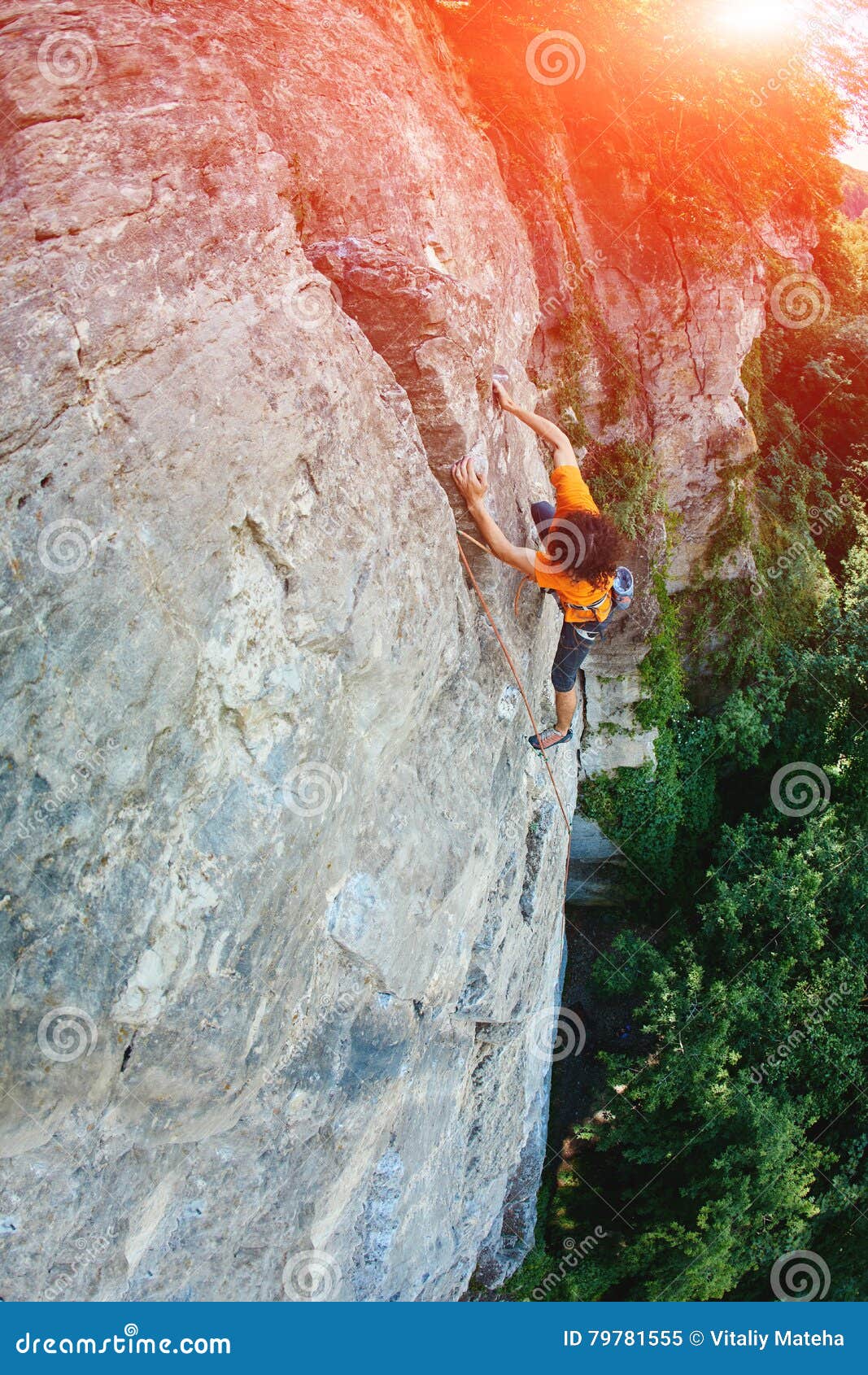 Male Rock Climber on the Cliff Stock Image - Image of mountain, alone ...