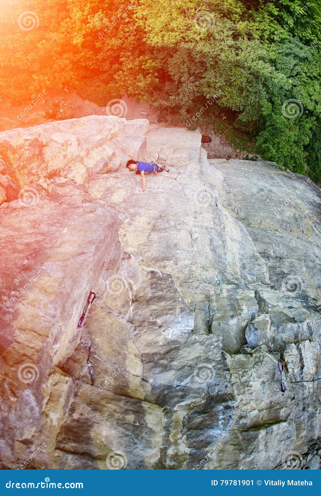 Male Rock Climber on the Cliff Stock Image - Image of holding ...