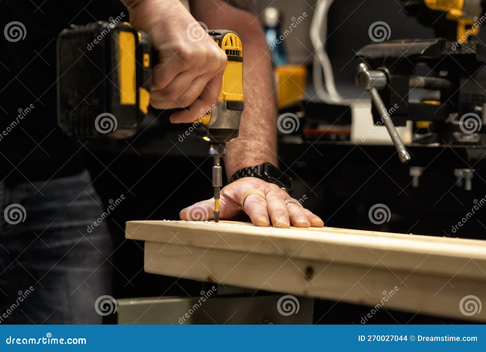 Male Rough Hands at Work with Drill Tools. Hand Labor Stock Photo ...