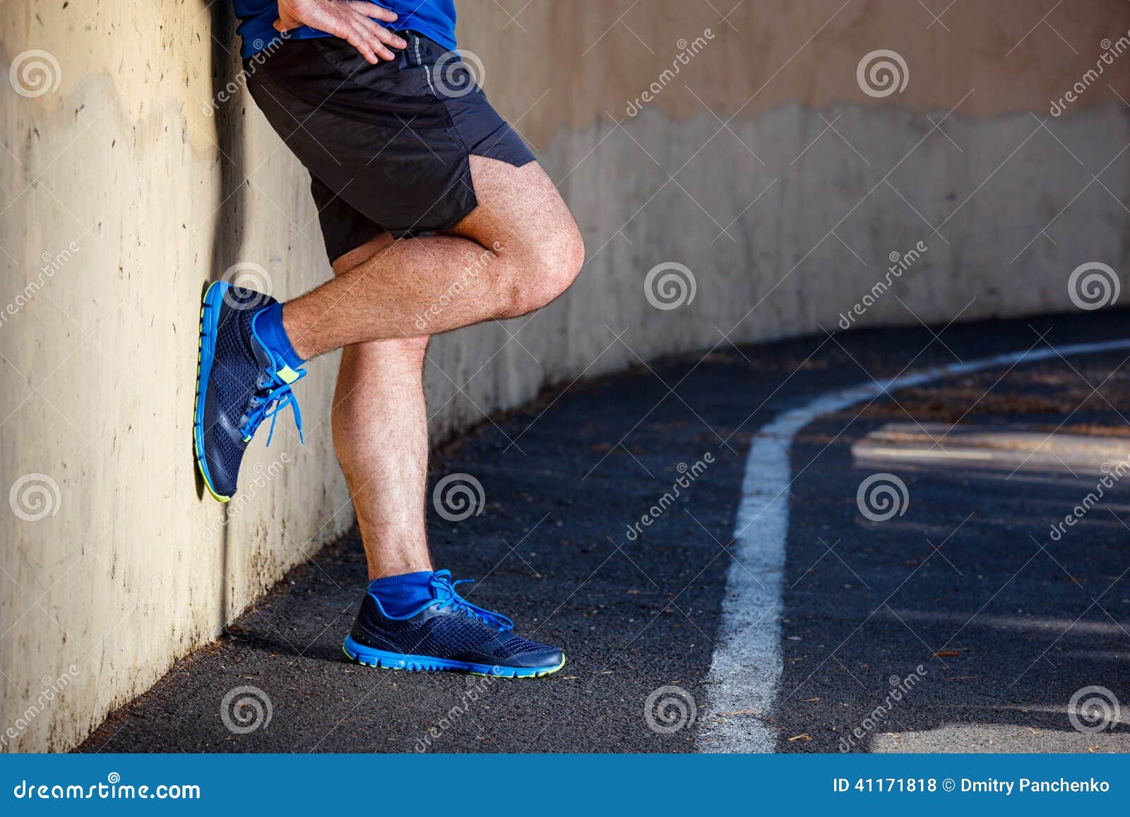 Male Runner Leaning Relaxed Stock Photo - Image of sneakers, caucasian ...