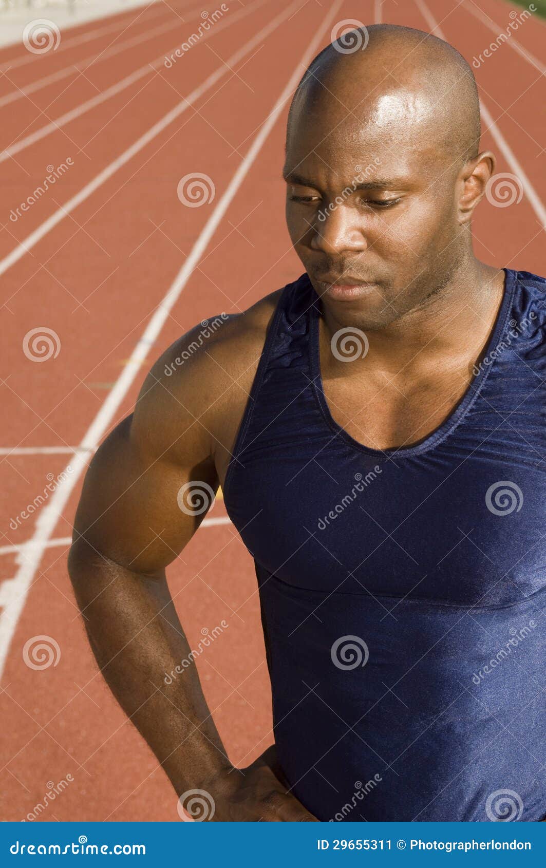Male Runner at Racing Track Stock Image - Image of bald, competition ...