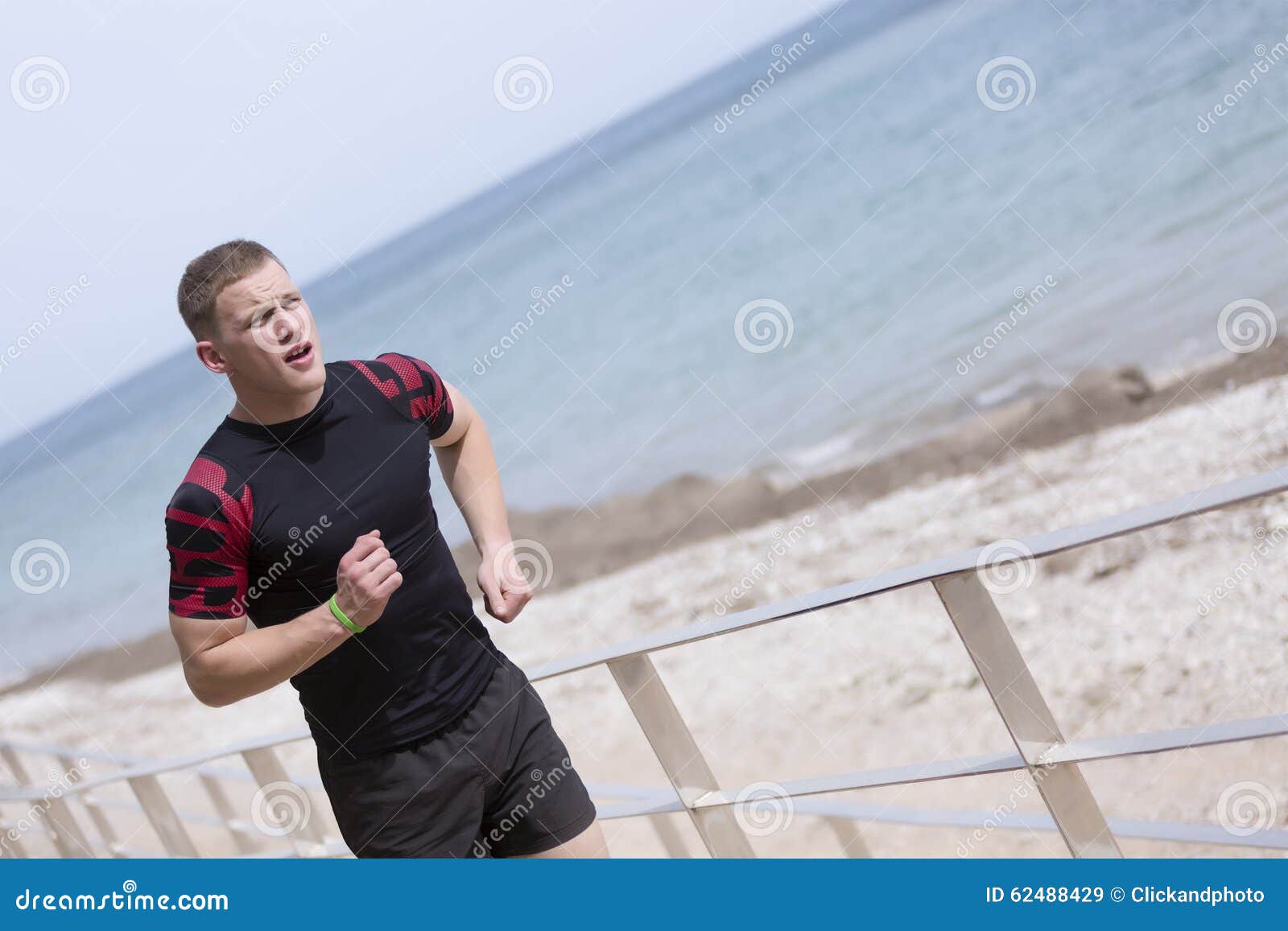 Male Runner Running on the Beach Stock Image - Image of jogger ...