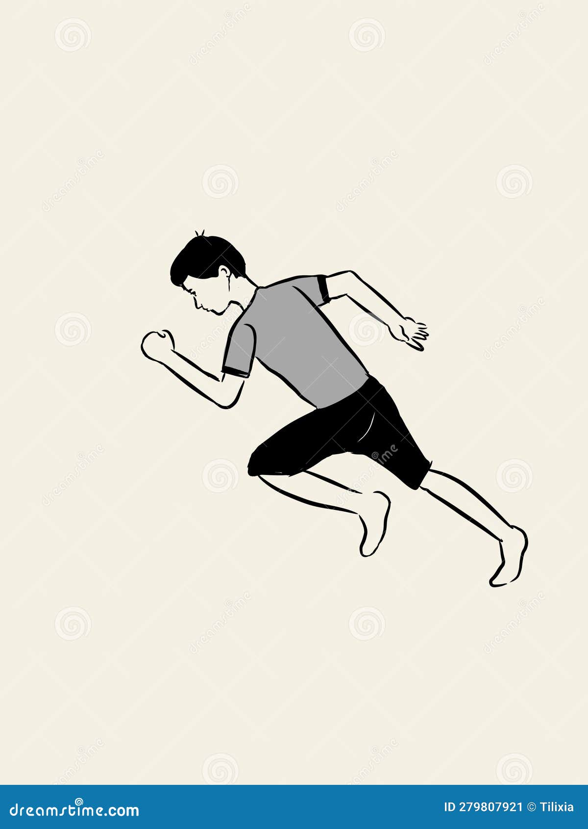 Running To Win: Exciting Drawing of Fast Male Runner in High-Speed Race ...