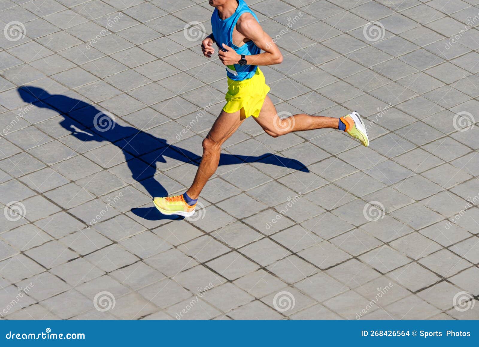 Runner Running On Pedestrian Walkway In Cuatro Torres In Madrid ...