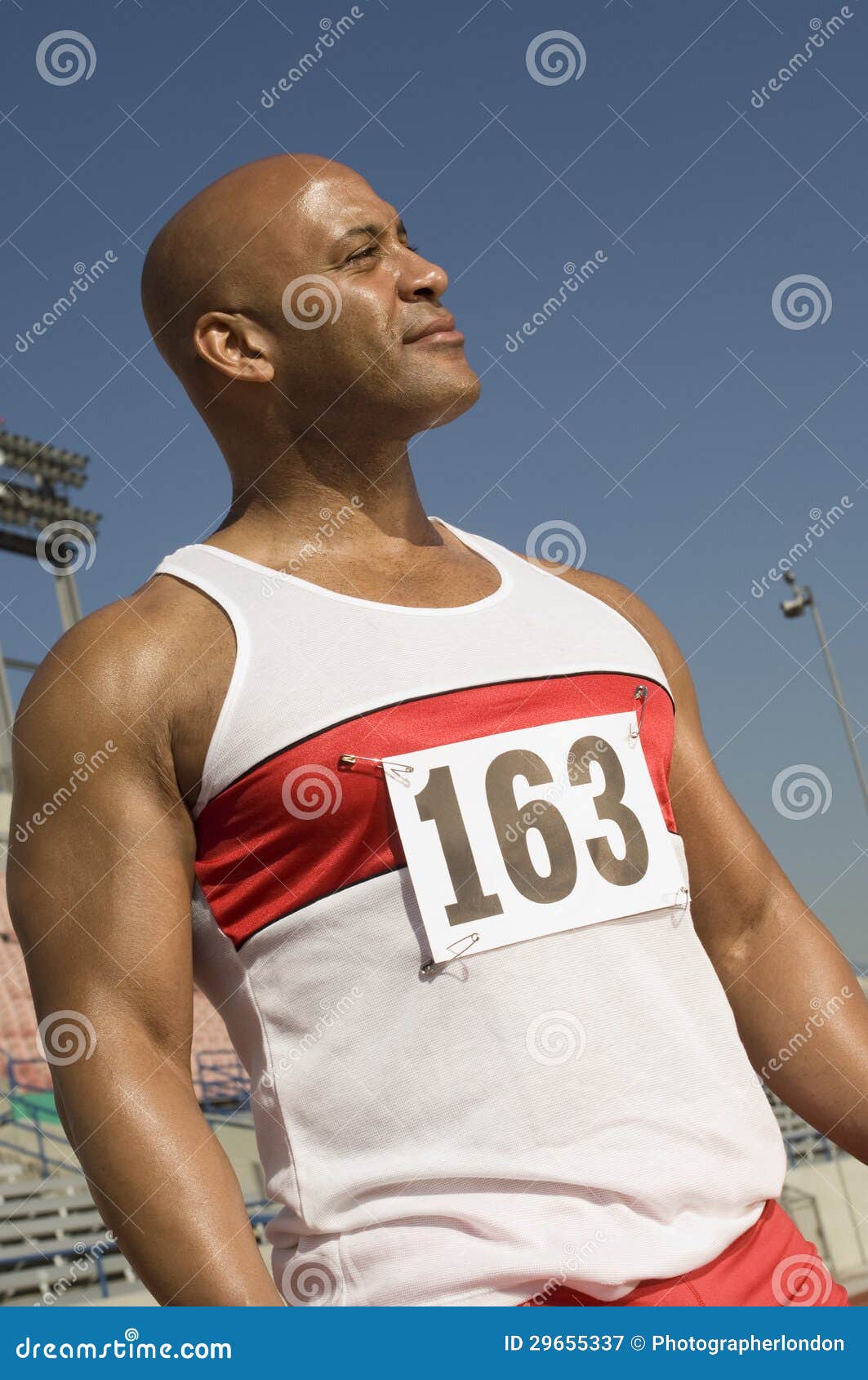 Male Runner in Stadium stock image. Image of confidence - 29655337