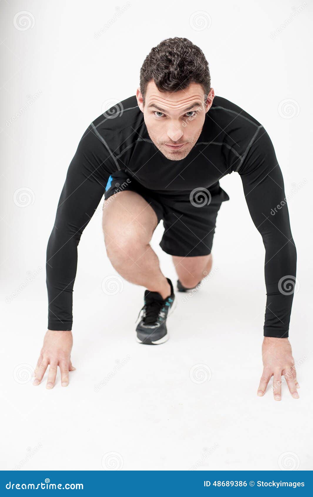 Male Runner in Starting Position Stock Photo - Image of training ...