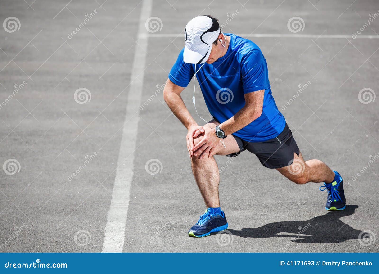 Male runner stretching. stock image. Image of jogging - 41171693