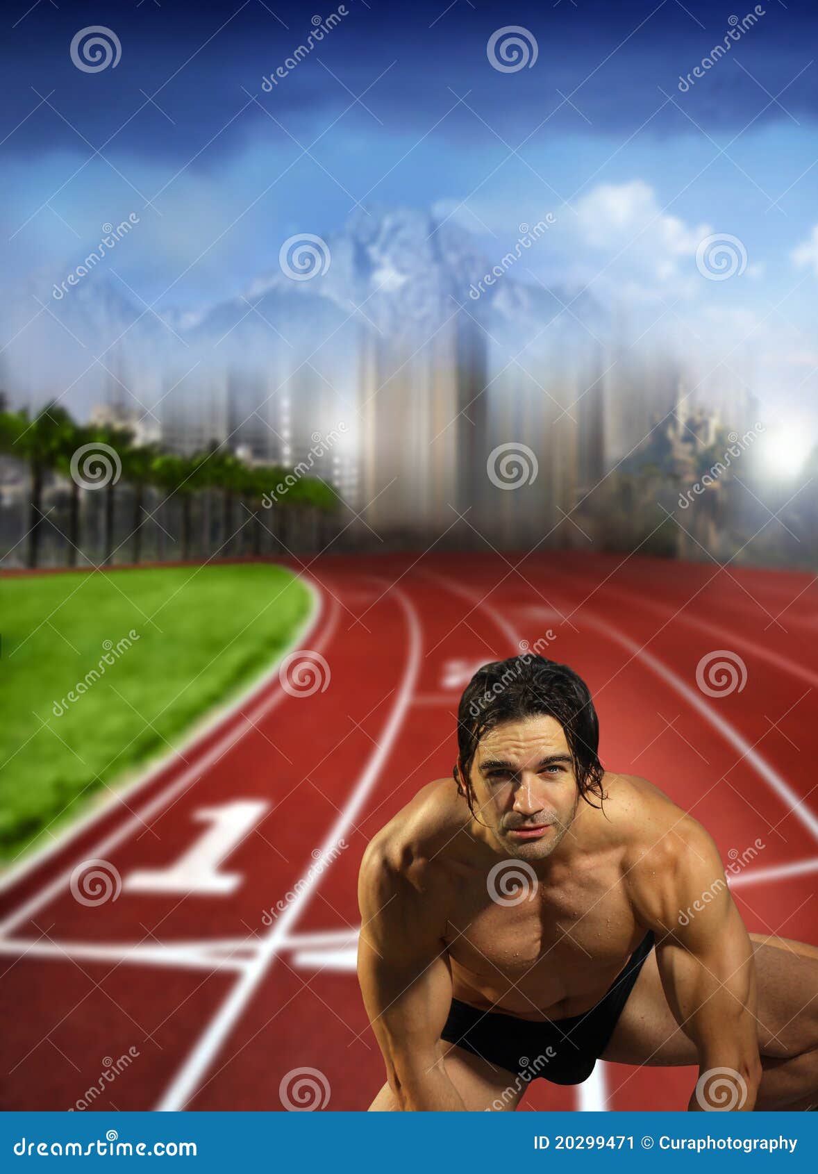 Male runner on track field stock image. Image of outside - 20299471