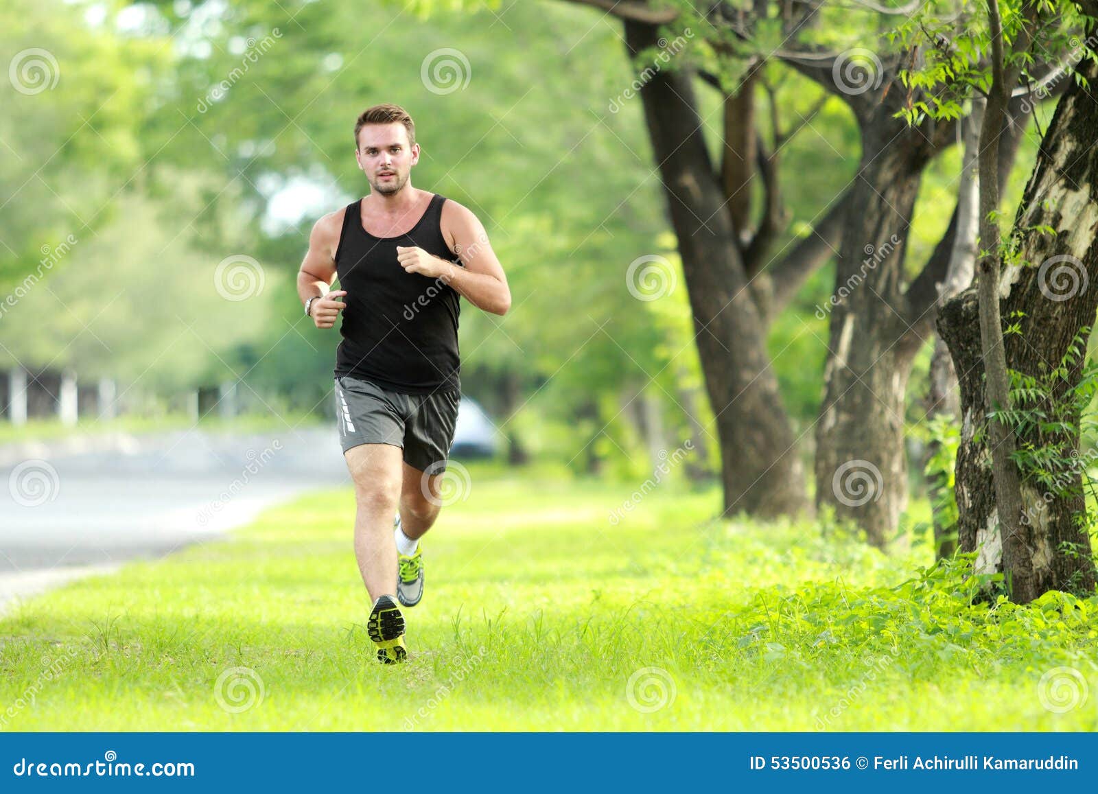 Male Runner Training for Marathon Stock Photo - Image of countryside ...