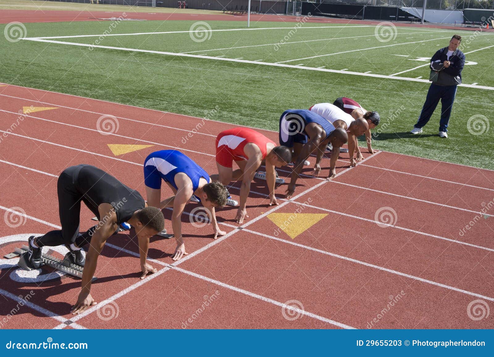 Male Runners Preparing for Race Stock Image - Image of event, line ...