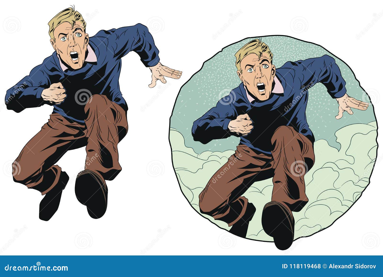 Male Runs and Screams. Stock Illustration. Stock Vector - Illustration ...