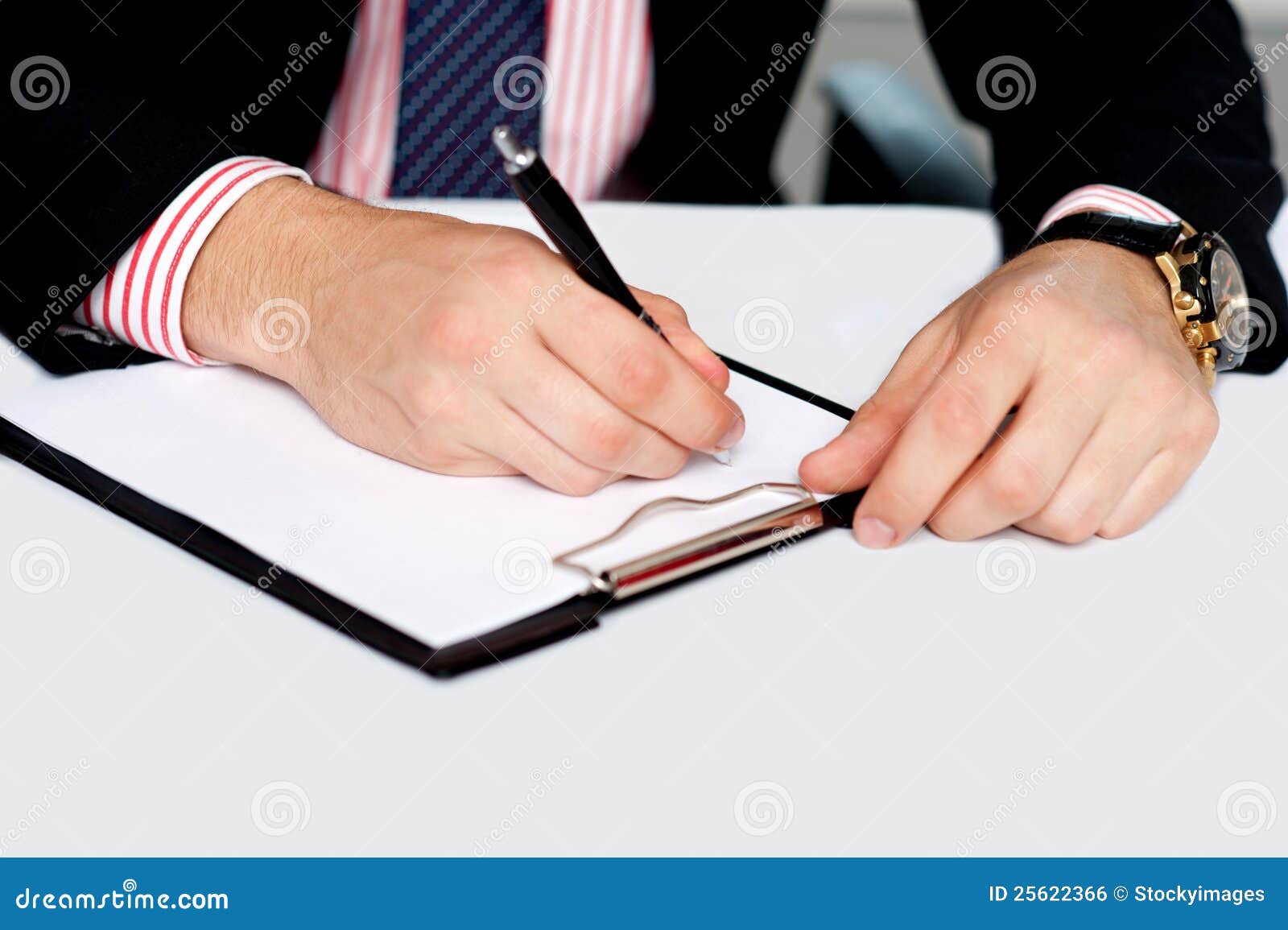 Male S Hand Writing on Blank Notepad Stock Photo - Image of isolated ...