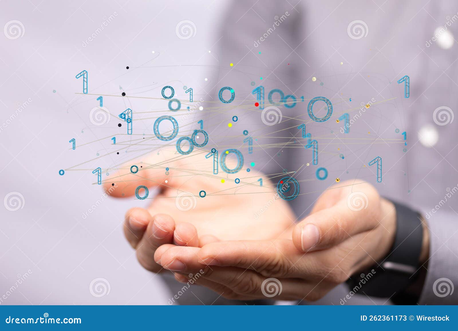 Male S Hands Holding an Illustration of Digital Technology Concept ...