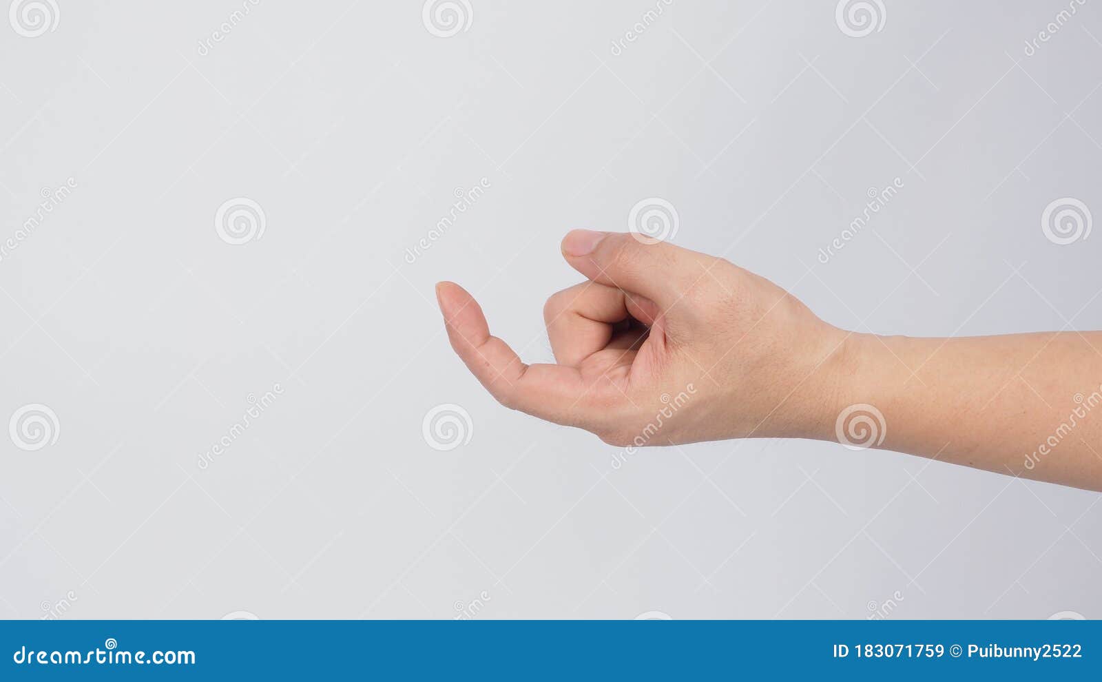 Male`s Left Hand Doing Beckon Sign on White Background Stock Image ...