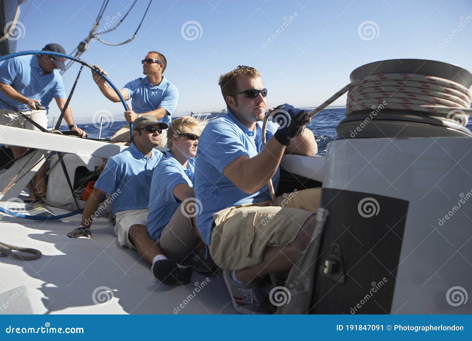 Photo of Sailing Team on Yacht Stock Image - Image of luxury, speed ...