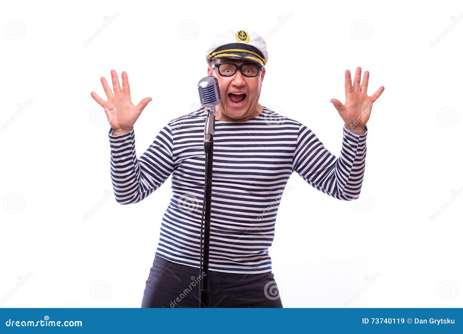 Male Sailor Singer on Microphone Stock Image - Image of nostalgia ...