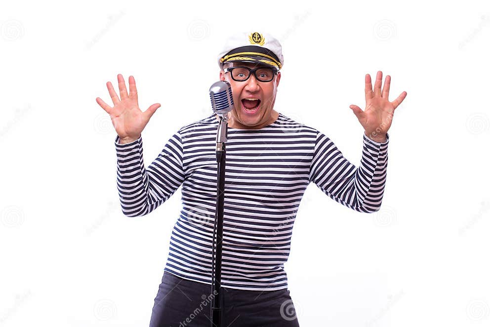 Male Sailor Singer on Microphone Stock Image - Image of nostalgia ...