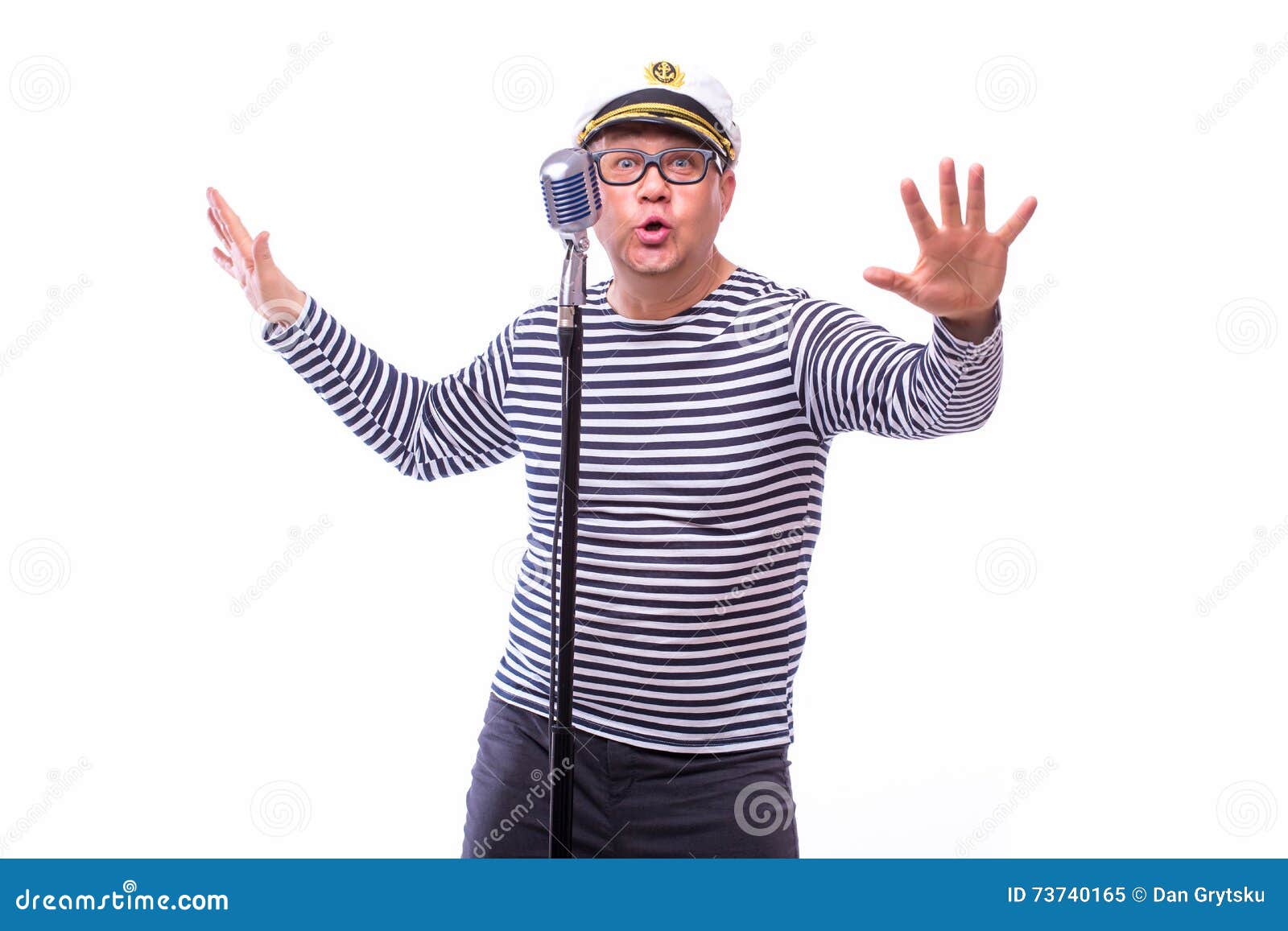 Male Sailor Singer on Microphone Stock Image - Image of beatnik, artist ...
