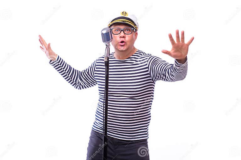 Male Sailor Singer on Microphone Stock Image - Image of beatnik, artist ...