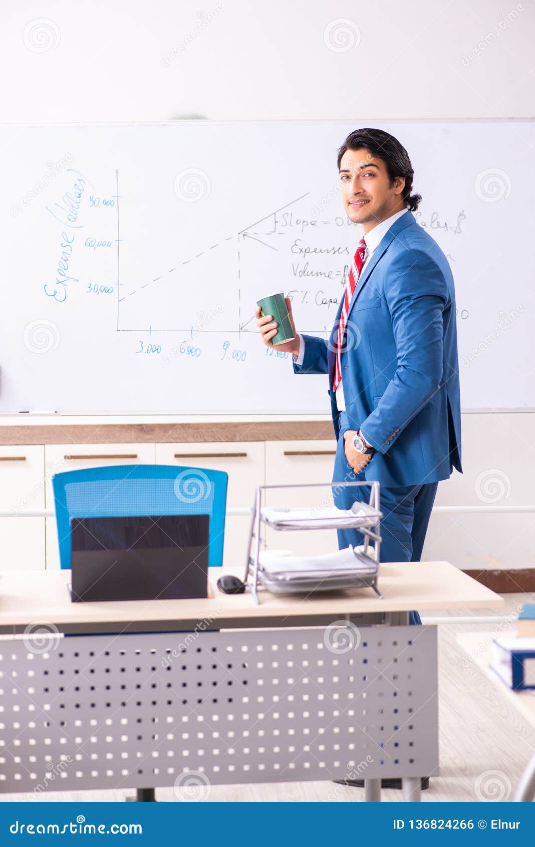 The Male Sales Analyst in Front of the Whiteboard Stock Photo - Image ...