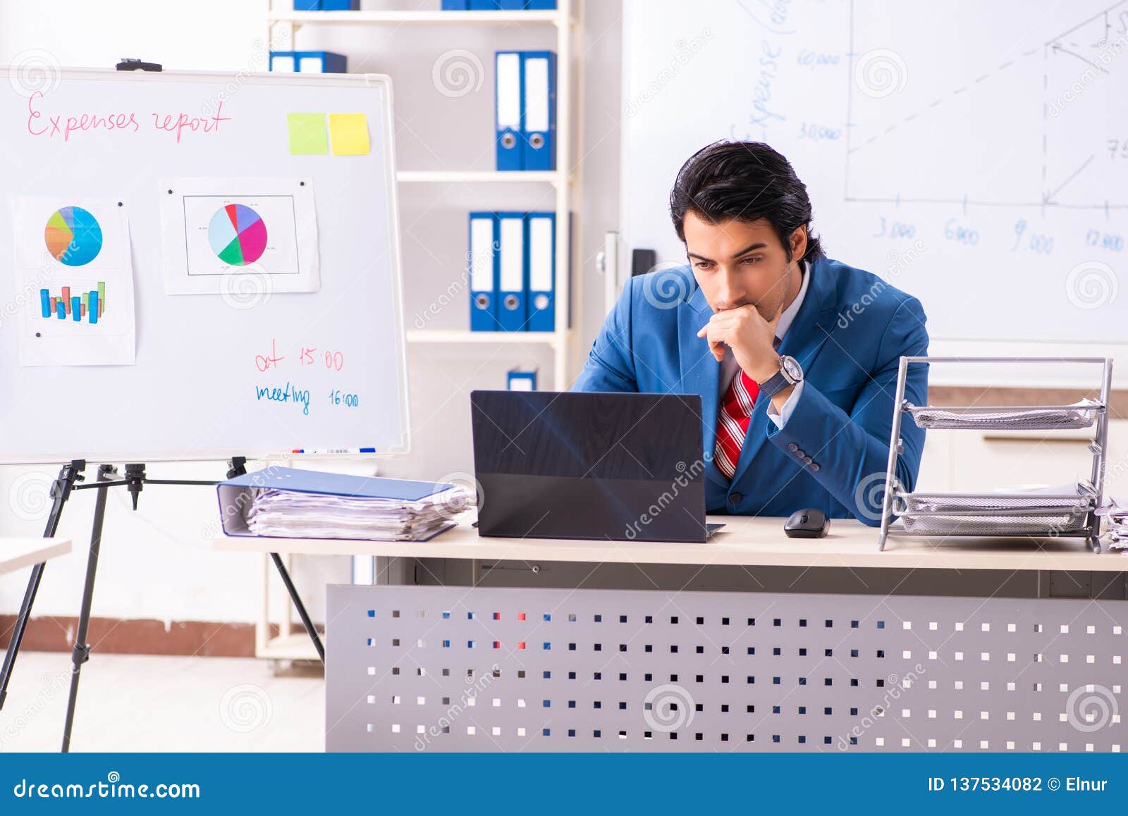 The Male Sales Analyst in Front of the Whiteboard Stock Photo - Image ...