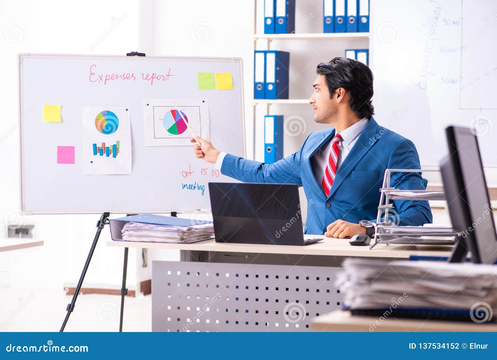 The Male Sales Analyst in Front of the Whiteboard Stock Photo - Image ...