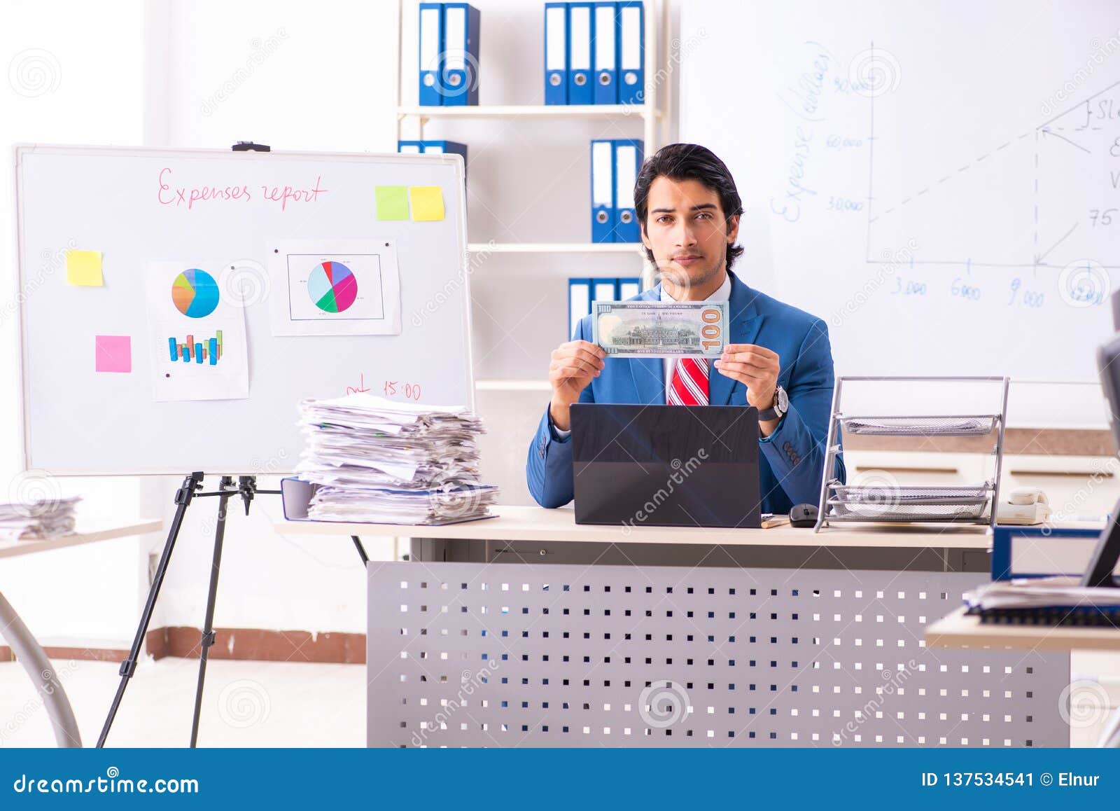 The Male Sales Analyst in Front of the Whiteboard Stock Image - Image ...