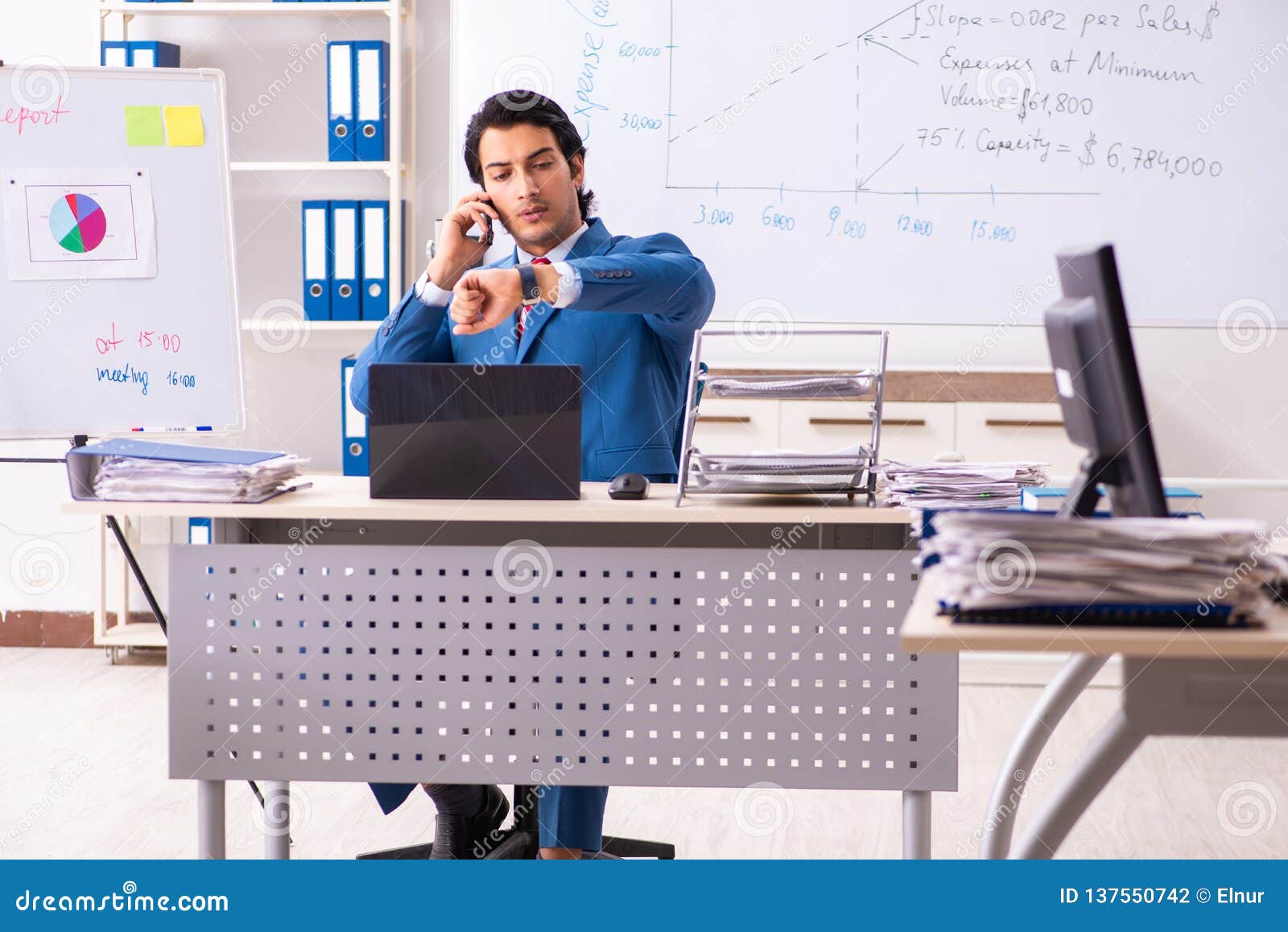 The Male Sales Analyst in Front of the Whiteboard Stock Photo - Image ...