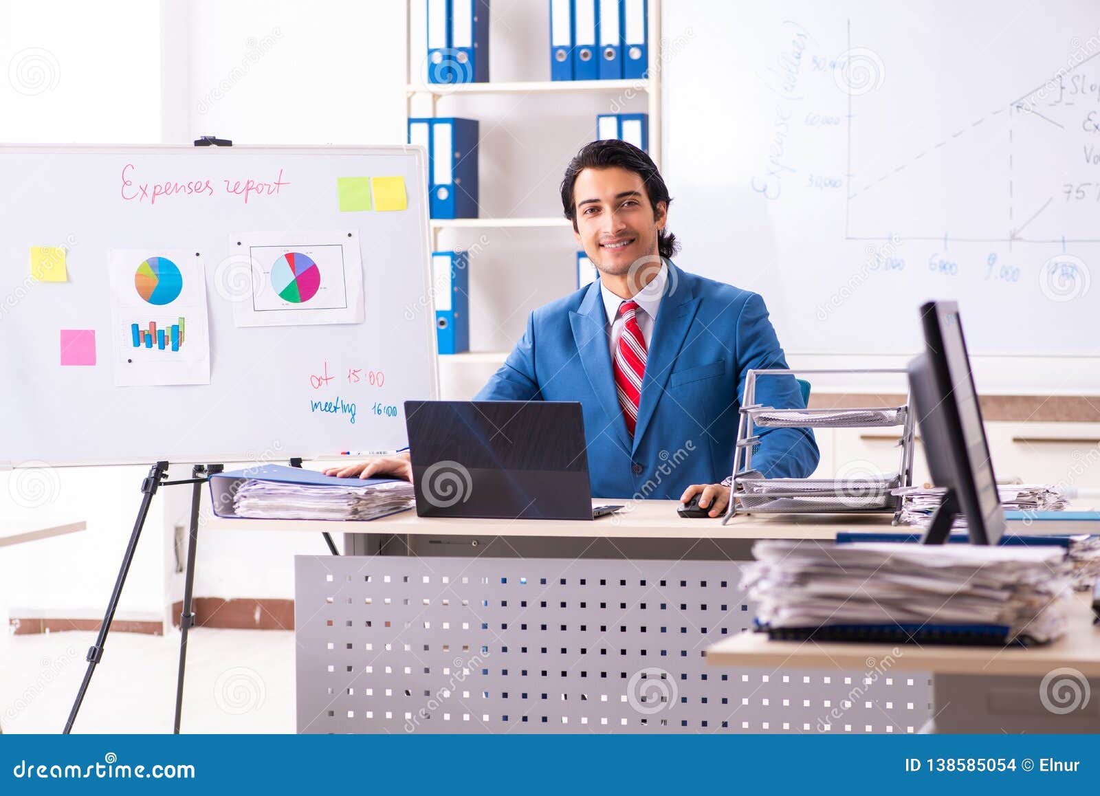 The Male Sales Analyst in Front of the Whiteboard Stock Photo - Image ...