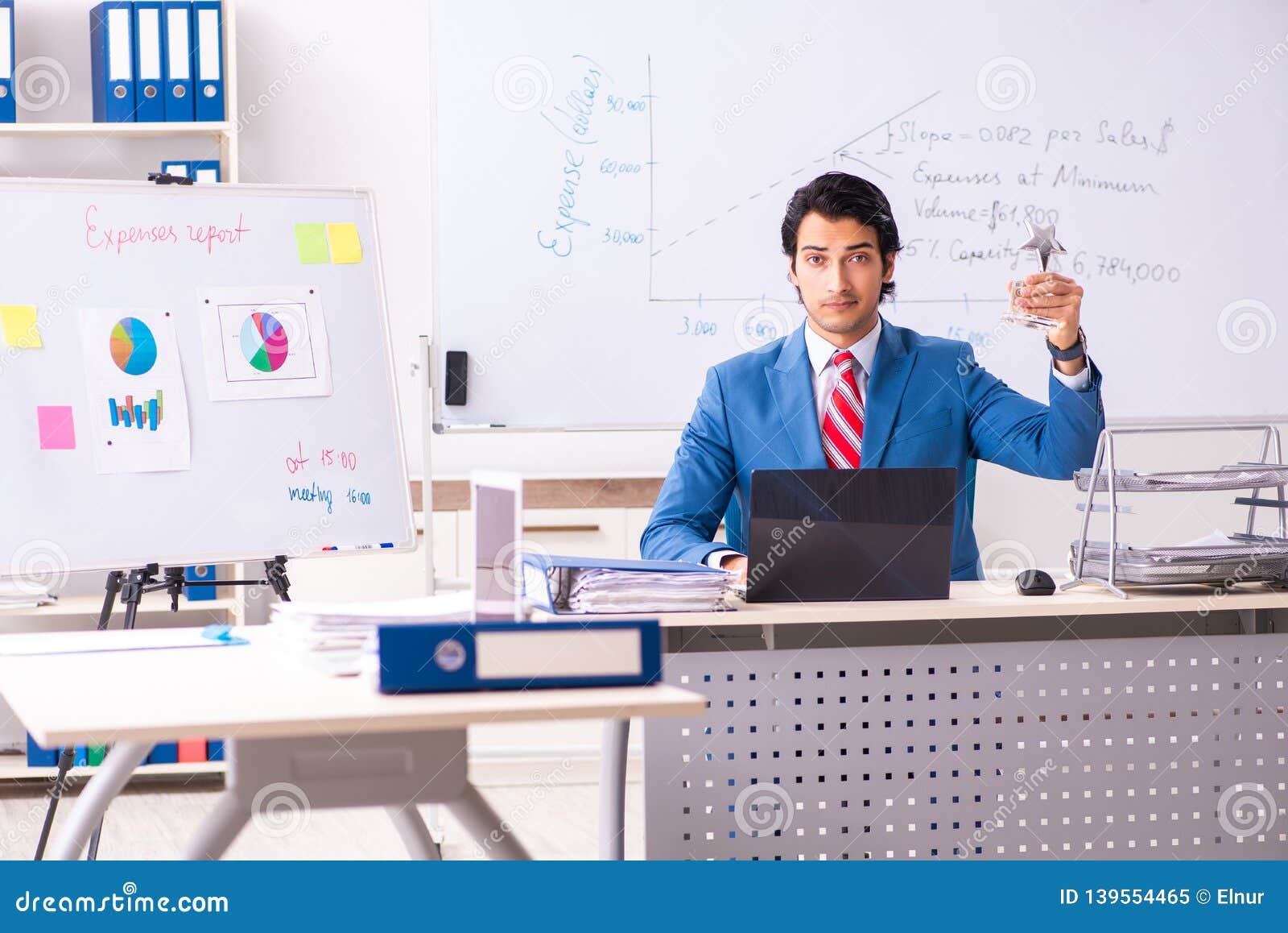 The Male Sales Analyst in Front of the Whiteboard Stock Image - Image ...