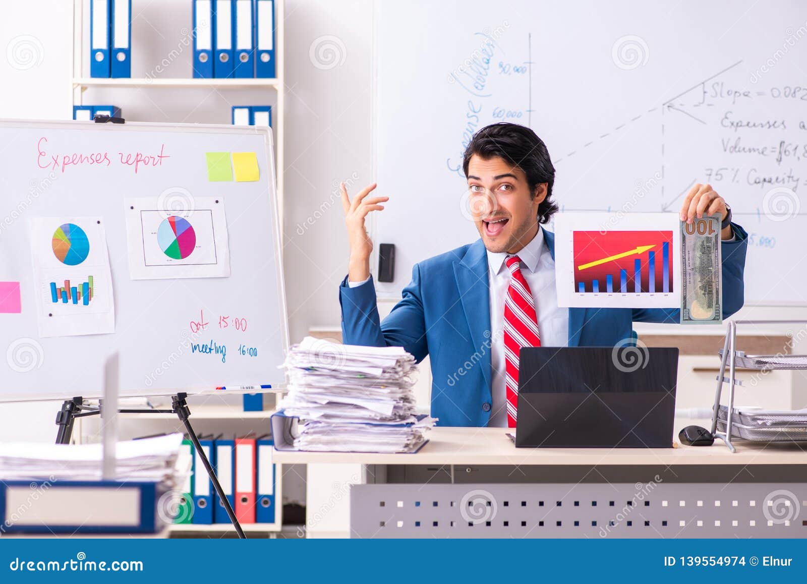 The Male Sales Analyst in Front of the Whiteboard Stock Photo - Image ...