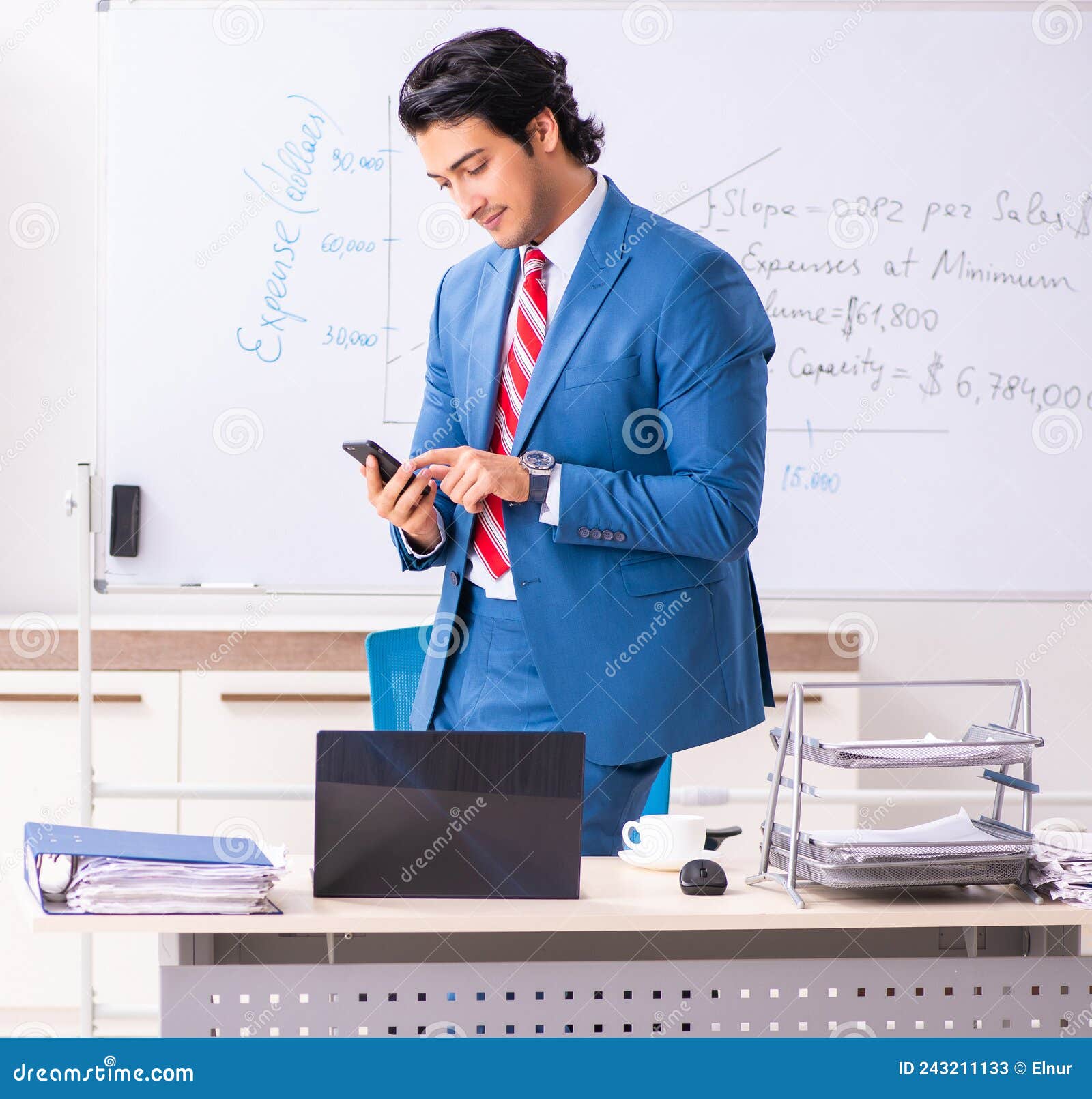 The Male Sales Analyst in Front of the Whiteboard Stock Image - Image ...