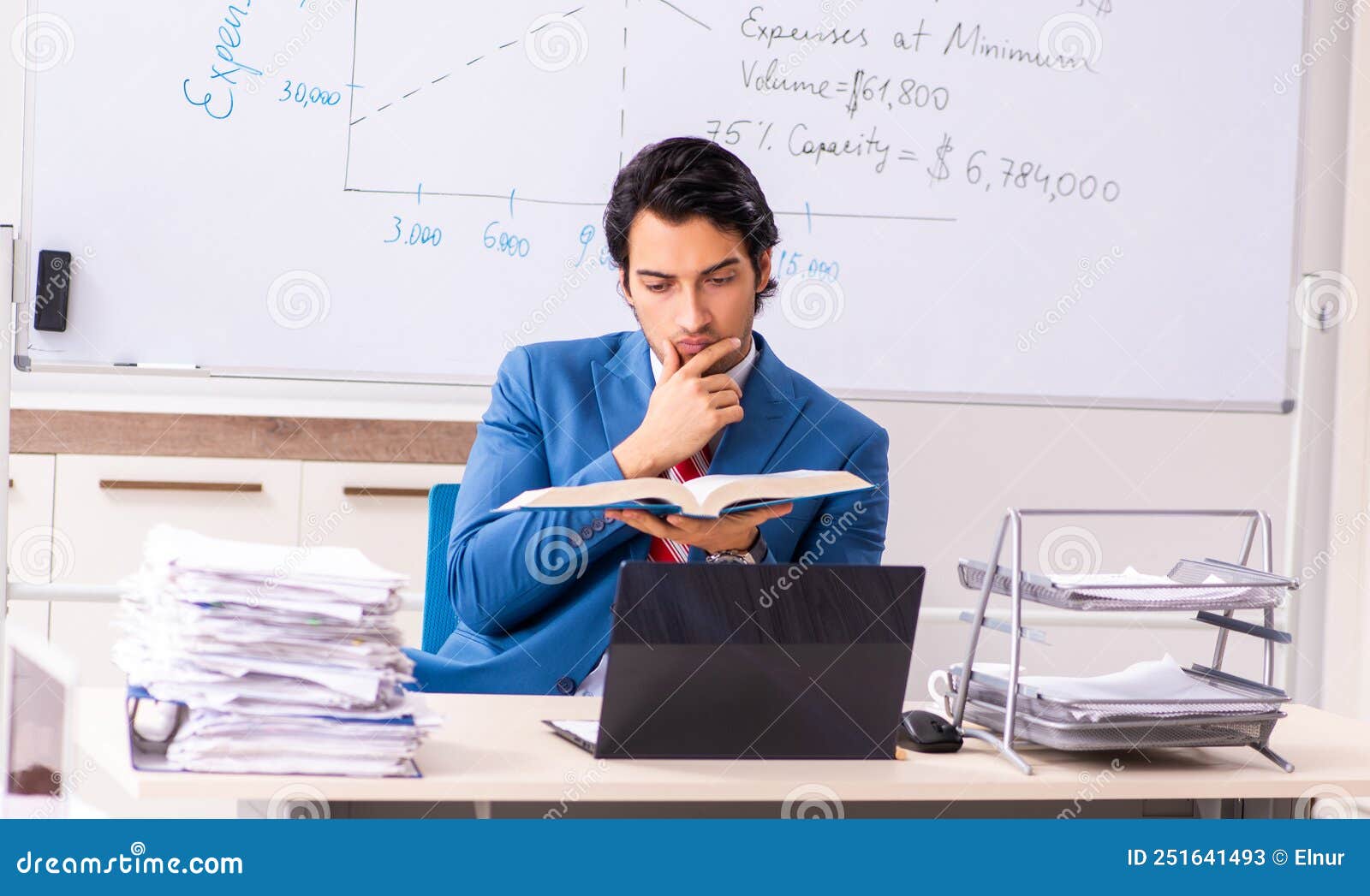 The Male Sales Analyst in Front of the Whiteboard Stock Image - Image ...