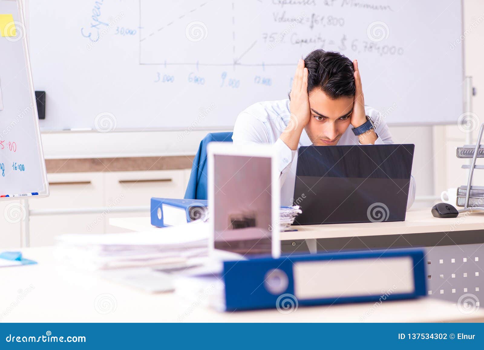 The Male Sales Analyst in Front of the Whiteboard Stock Photo - Image ...