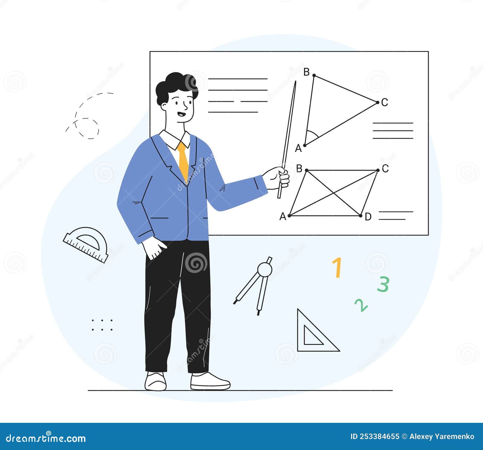 Male School Geometry Teacher Stock Vector - Illustration of cartoon ...