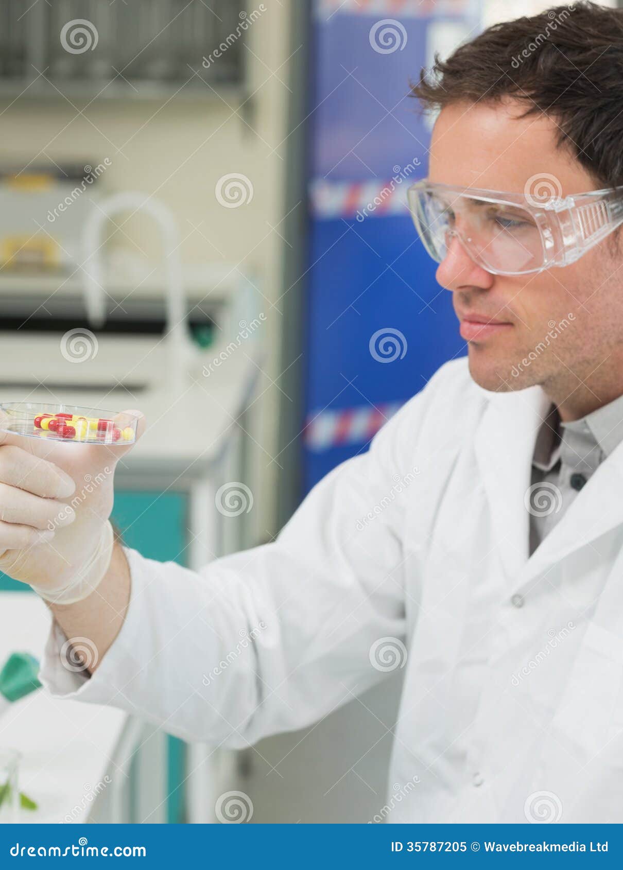 Male Scientist Analyzing Pills in the Laboratory Stock Image - Image of ...