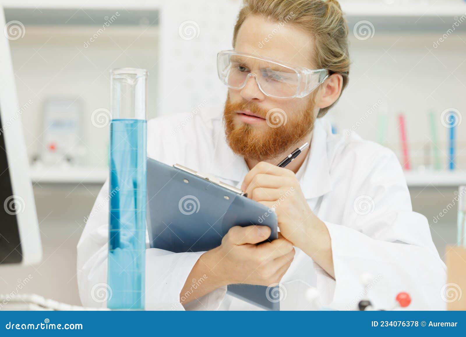 Male Scientist Making Experiment Stock Photo - Image of clipboard ...