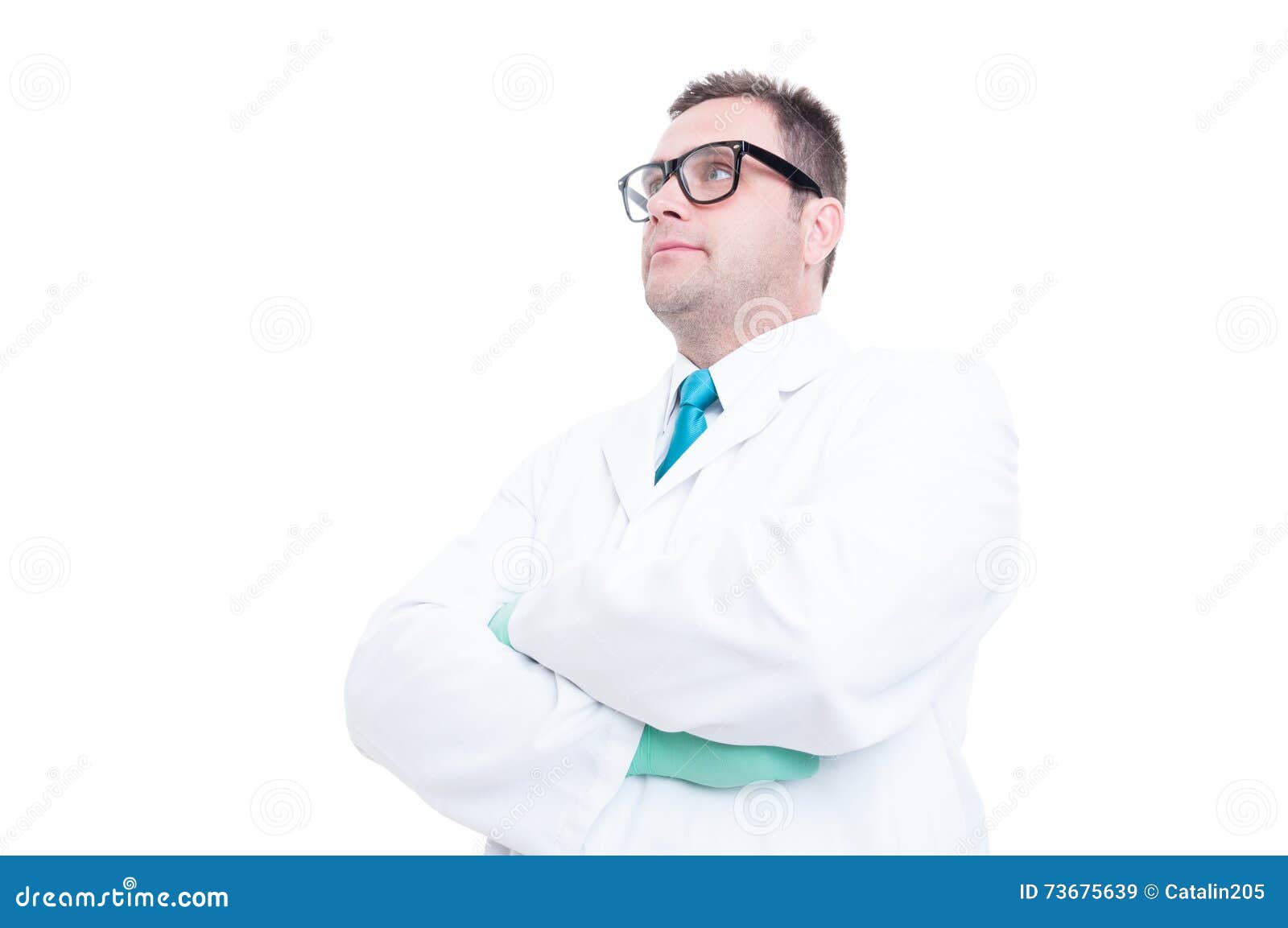Male Scientist Posing with Arms Crossed Low Angle Stock Image - Image ...