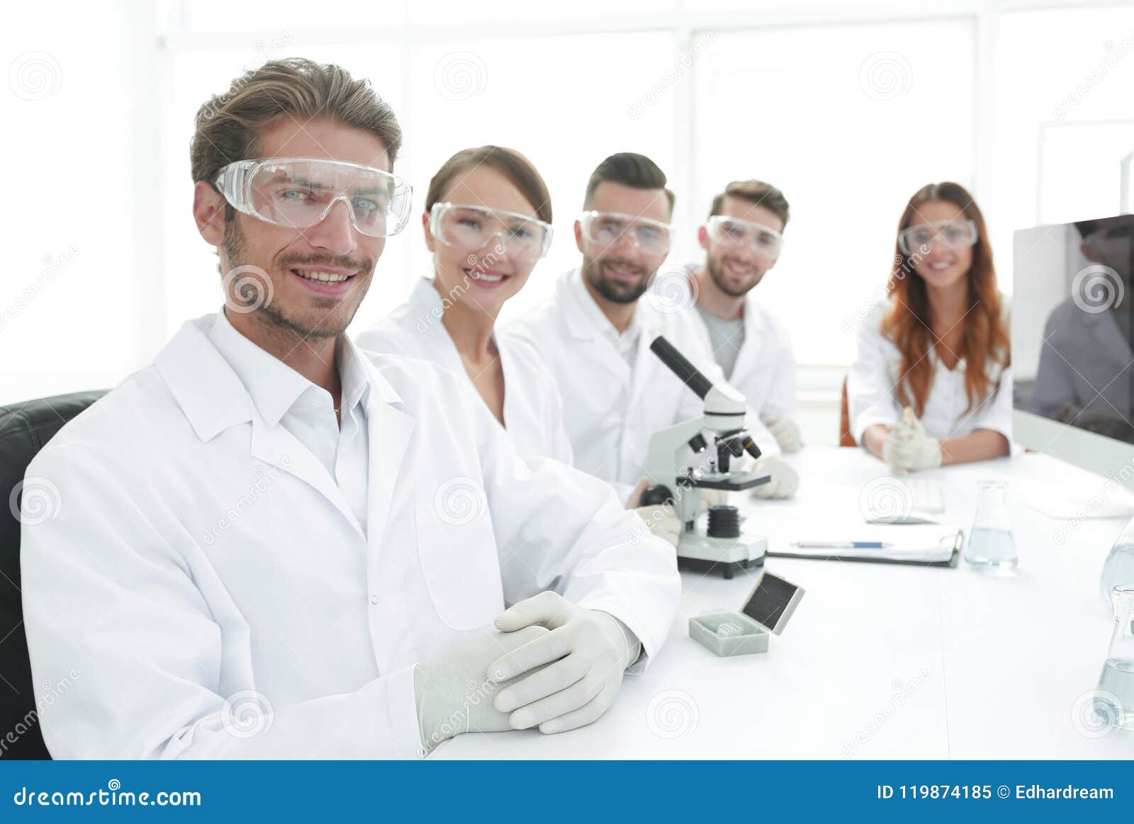 Male Scientist and the Team in the Lab. Stock Image - Image of health ...