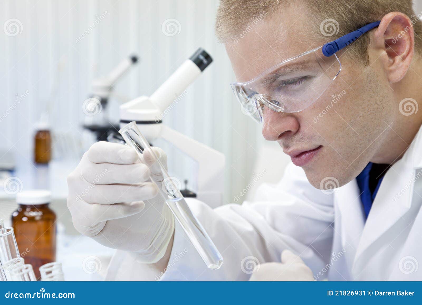 Male Scientist with Test Tube in Laboratory Stock Image - Image of ...