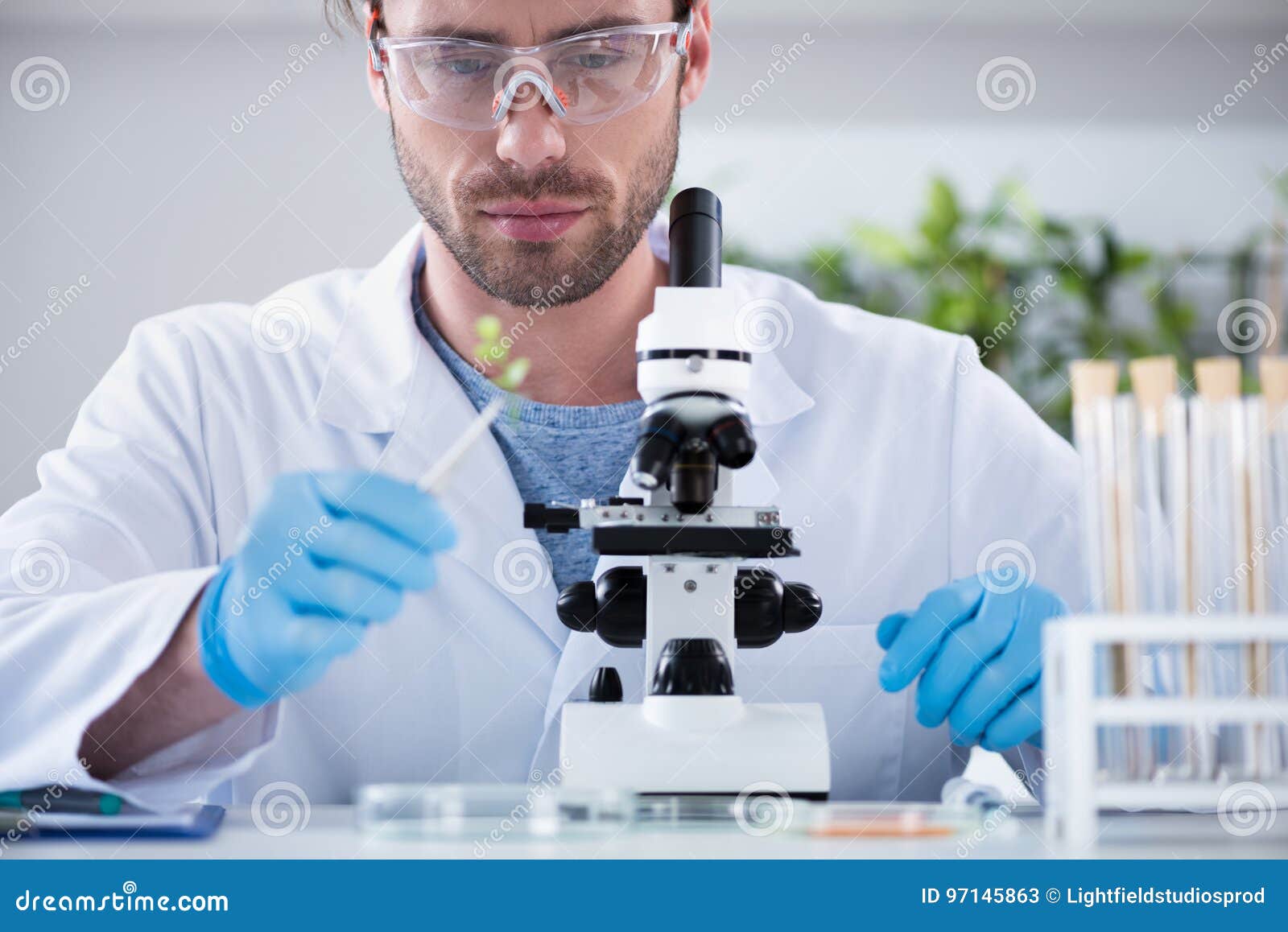 Male Scientist during Work at Modern Biological Laboratory Stock Image ...