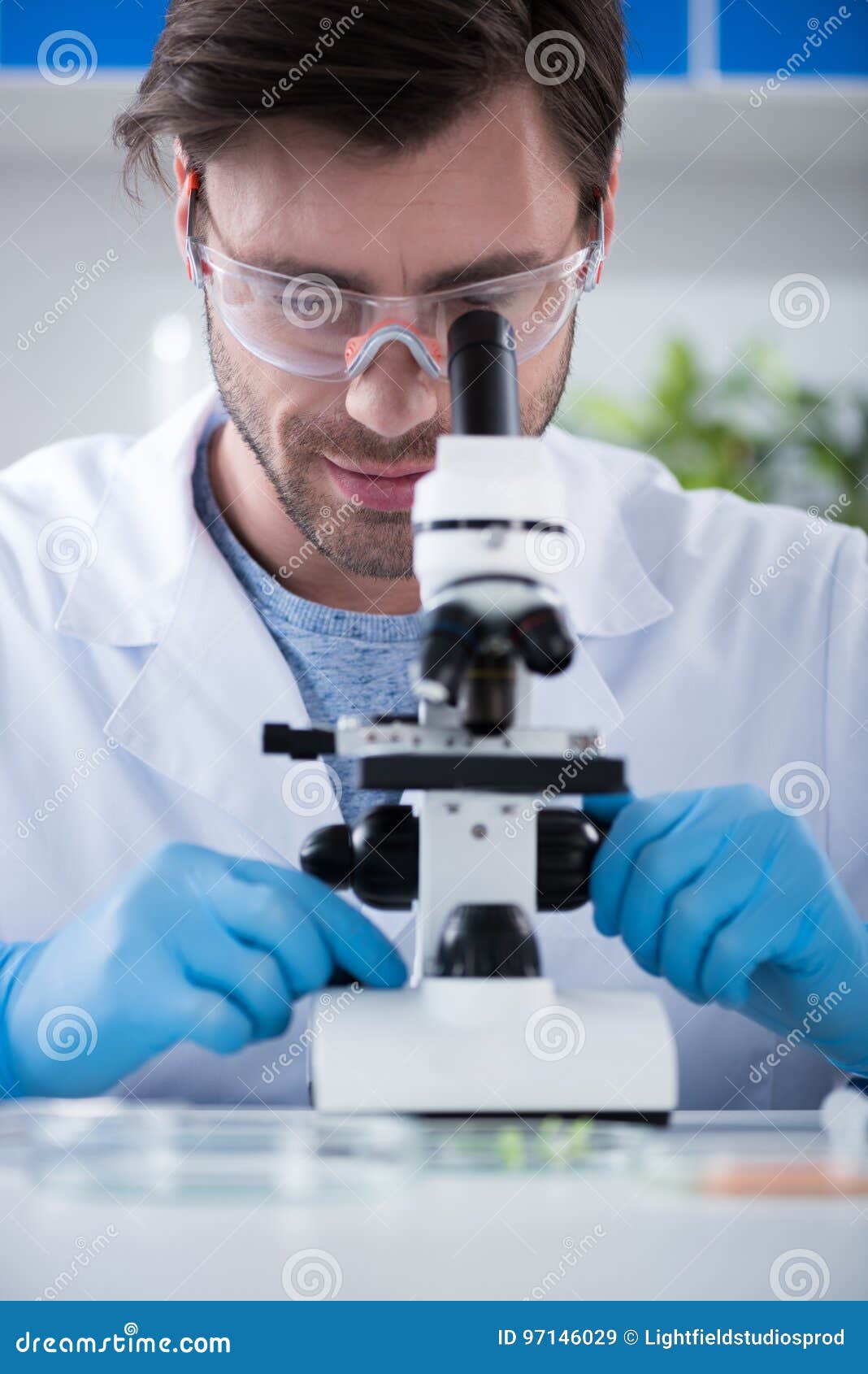 Male Scientist during Work at Modern Biological Laboratory Stock Image ...