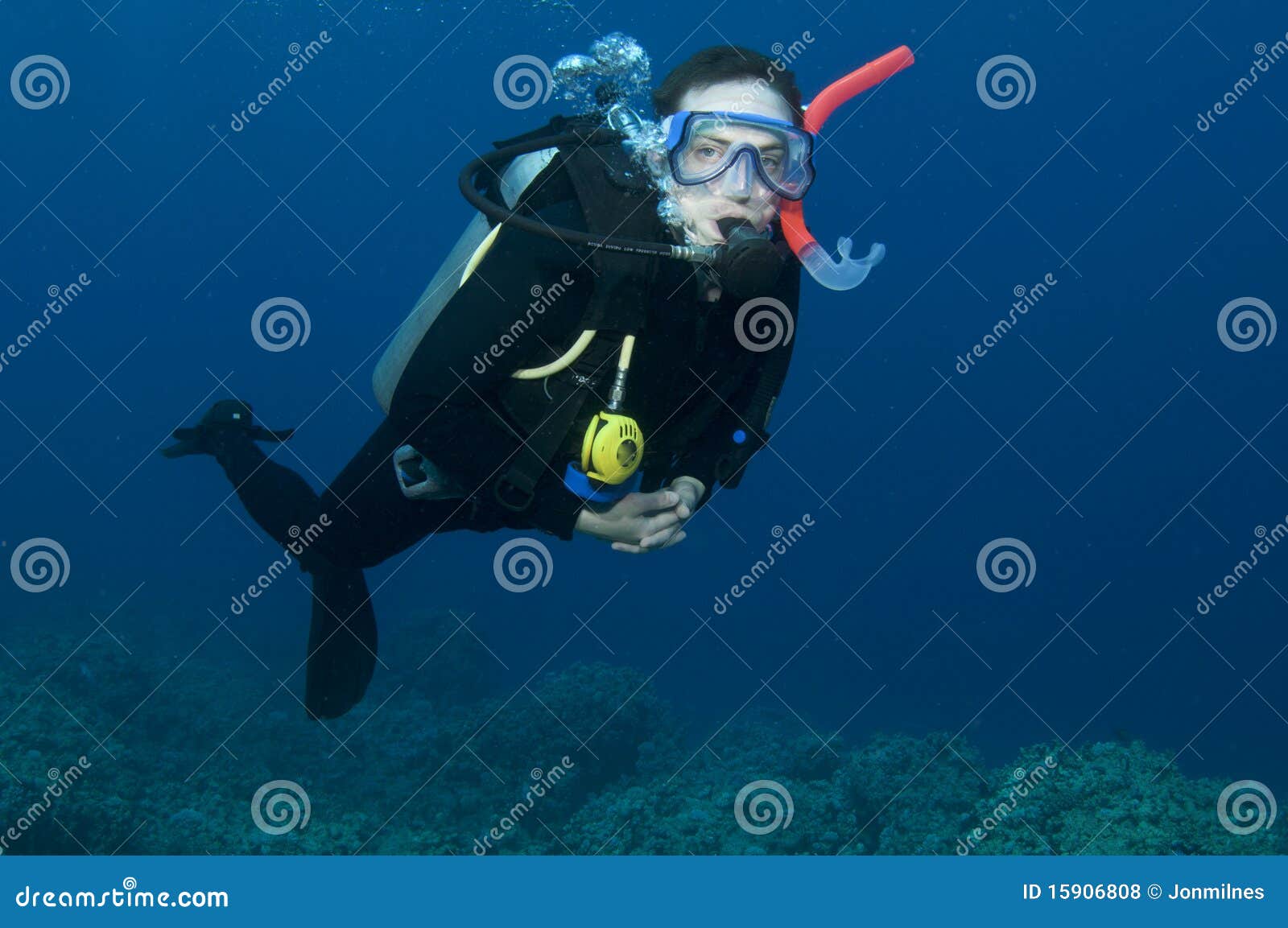 Male scuba diver stock photo. Image of leisure, bubble - 15906808