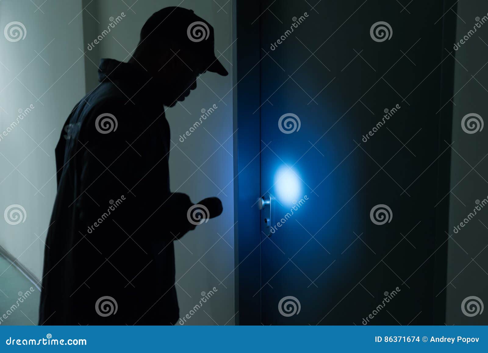 Male Security Guard In Uniform With Portable Radio Transmitter And ...