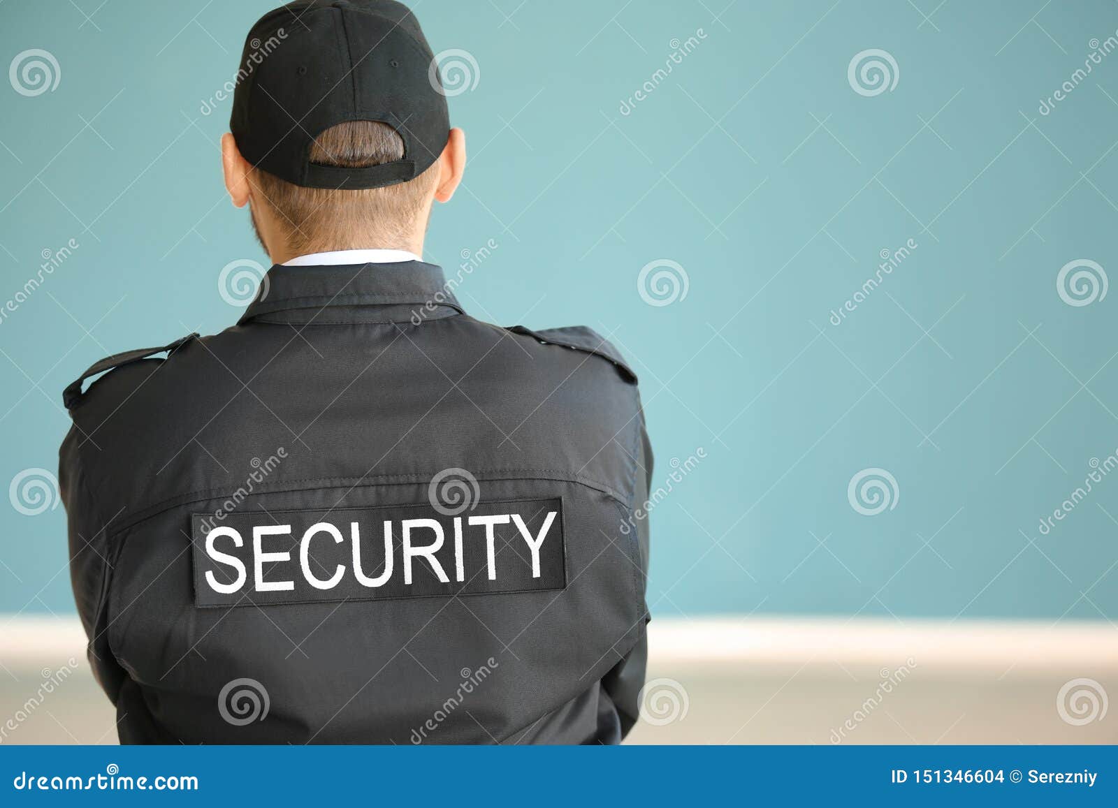 Male Security Guard Indoors, Back View Stock Photo - Image of guardian ...